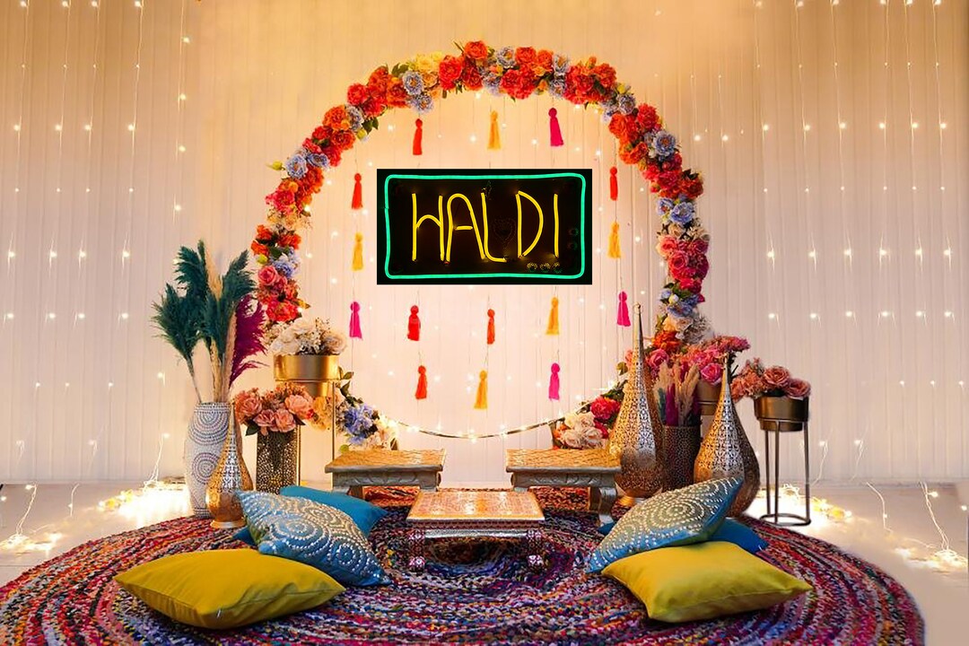 Anagha Yellow Green Neon Haldi Lighting Resin Art Decor Handcrafted ...