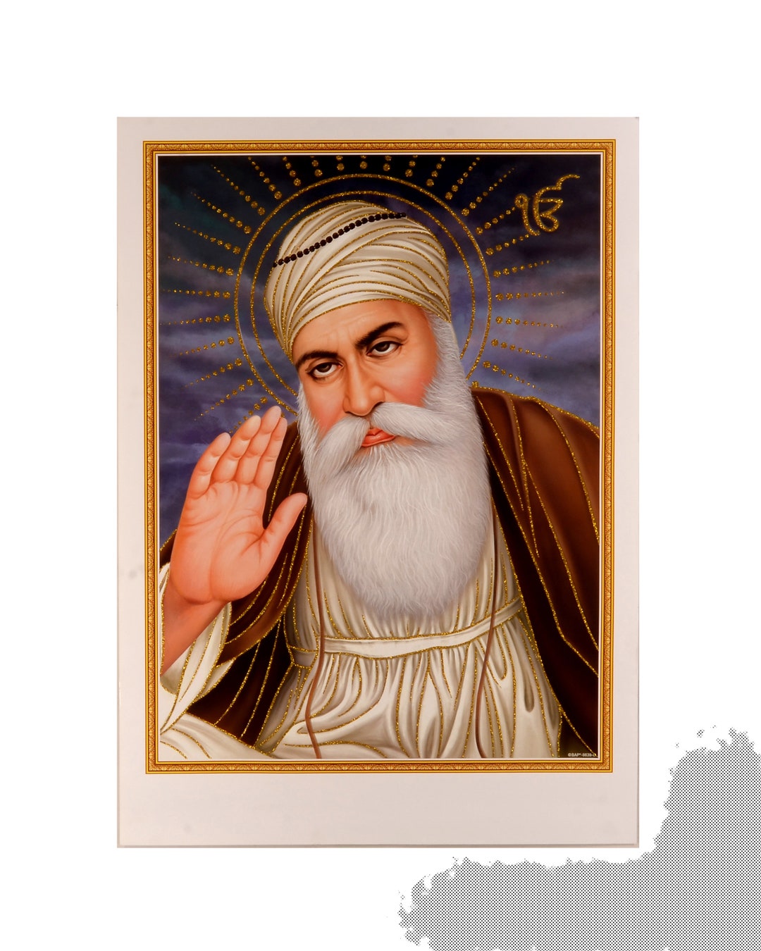 ANAGHA Guru Nanak Golden Glitter Poster With Blue Background and Sikh ...
