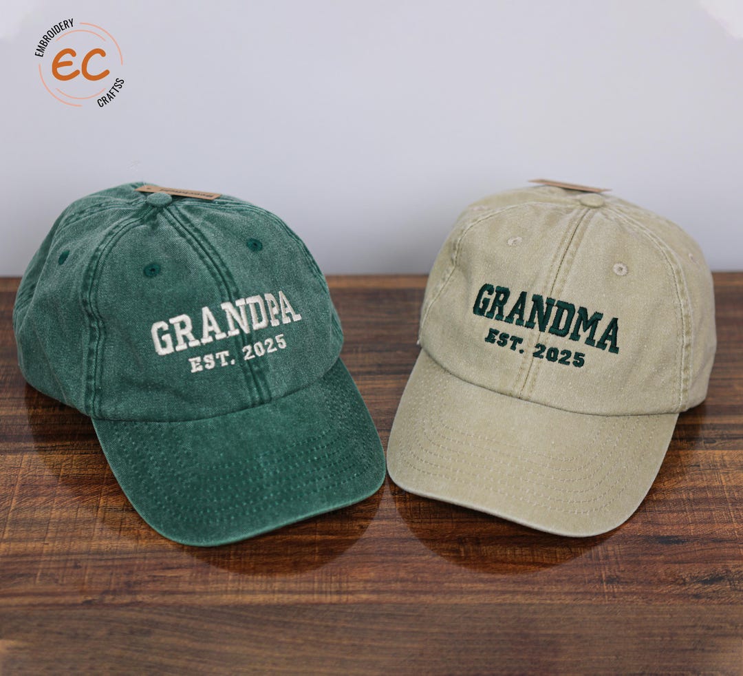 Custom Embroidered Grandma Grandpa Hat, Personalised Est Date Baseball ...