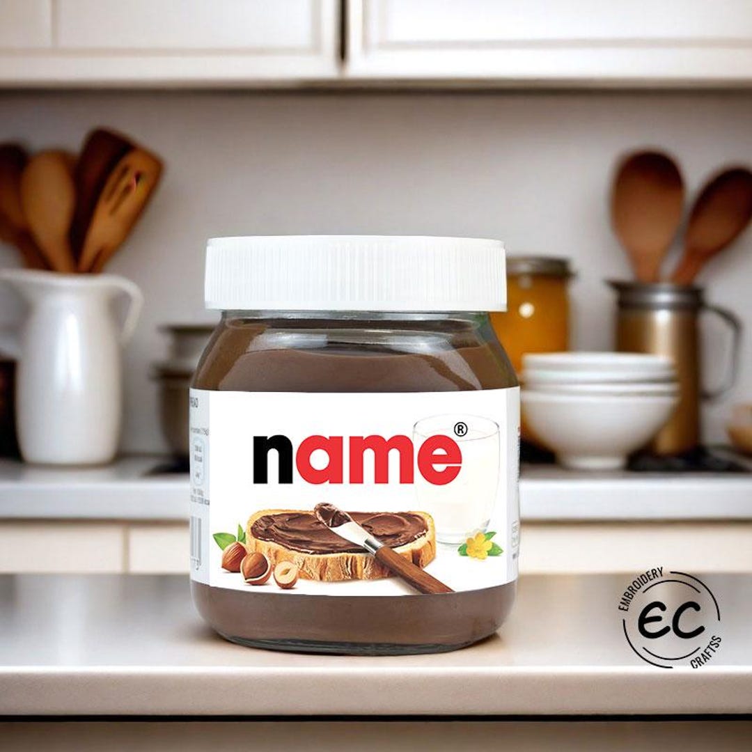 Personalised Chocolate Spread Label Vinyl Stickers, Custom Name Nutella ...
