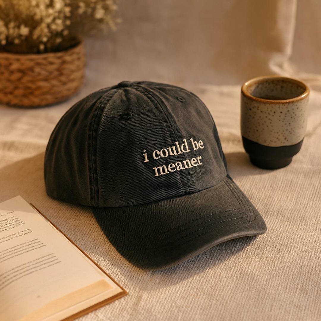 Embroidered I Could Be Meaner Hat, Spicy Attitude Baseball Cap, Vintage ...