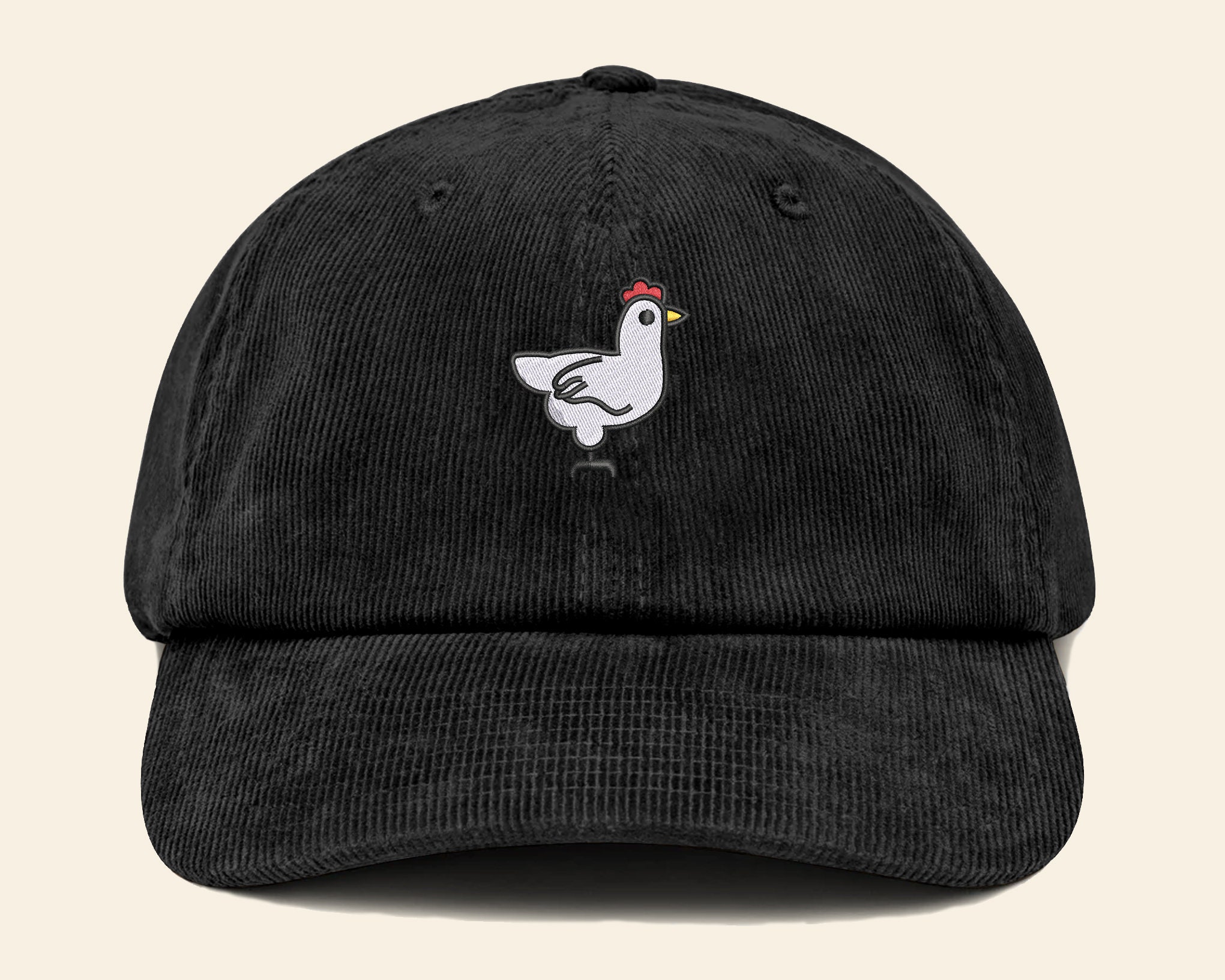 Corduroy Cap, Chicken Embroidered Baseball Hat, Comfort Color Unisex ...