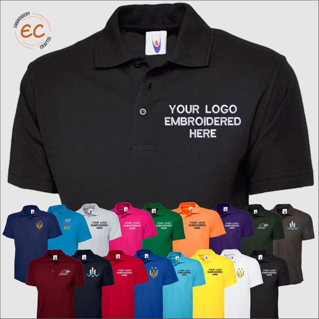 Personalised Embroidered Logo Polo Shirt, Custom Logo Monogrammed Polos ...