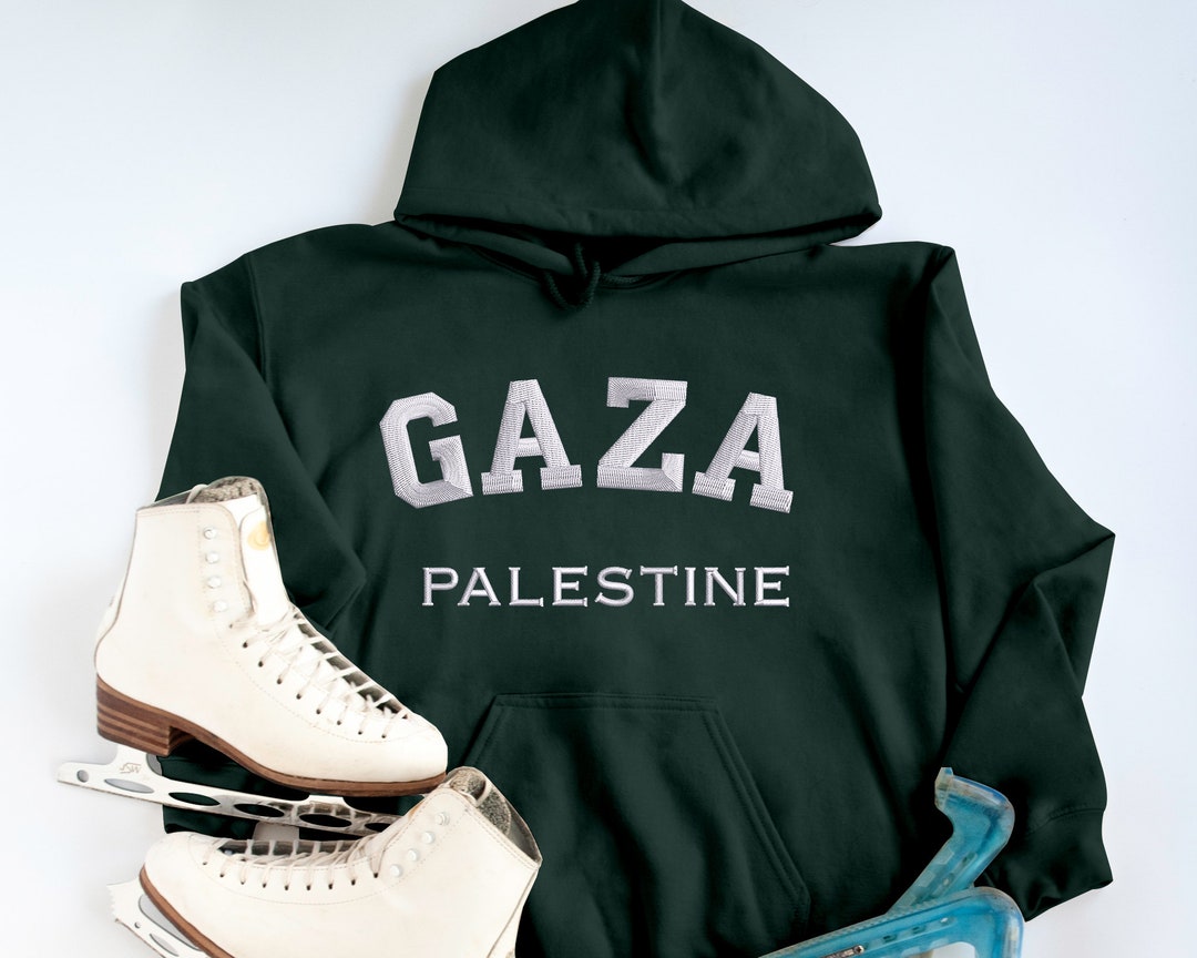 Gaza Palestine Embroidered Hoodie, Gaza Hooded Sweatshirt, Palestine ...