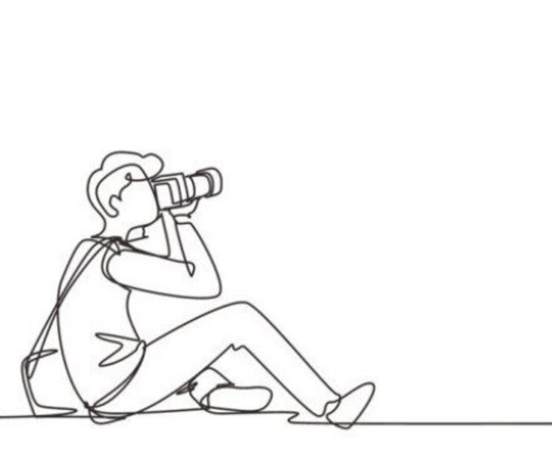 Single One Line Drawing Photographer of Paparazzi Taking Photo With ...