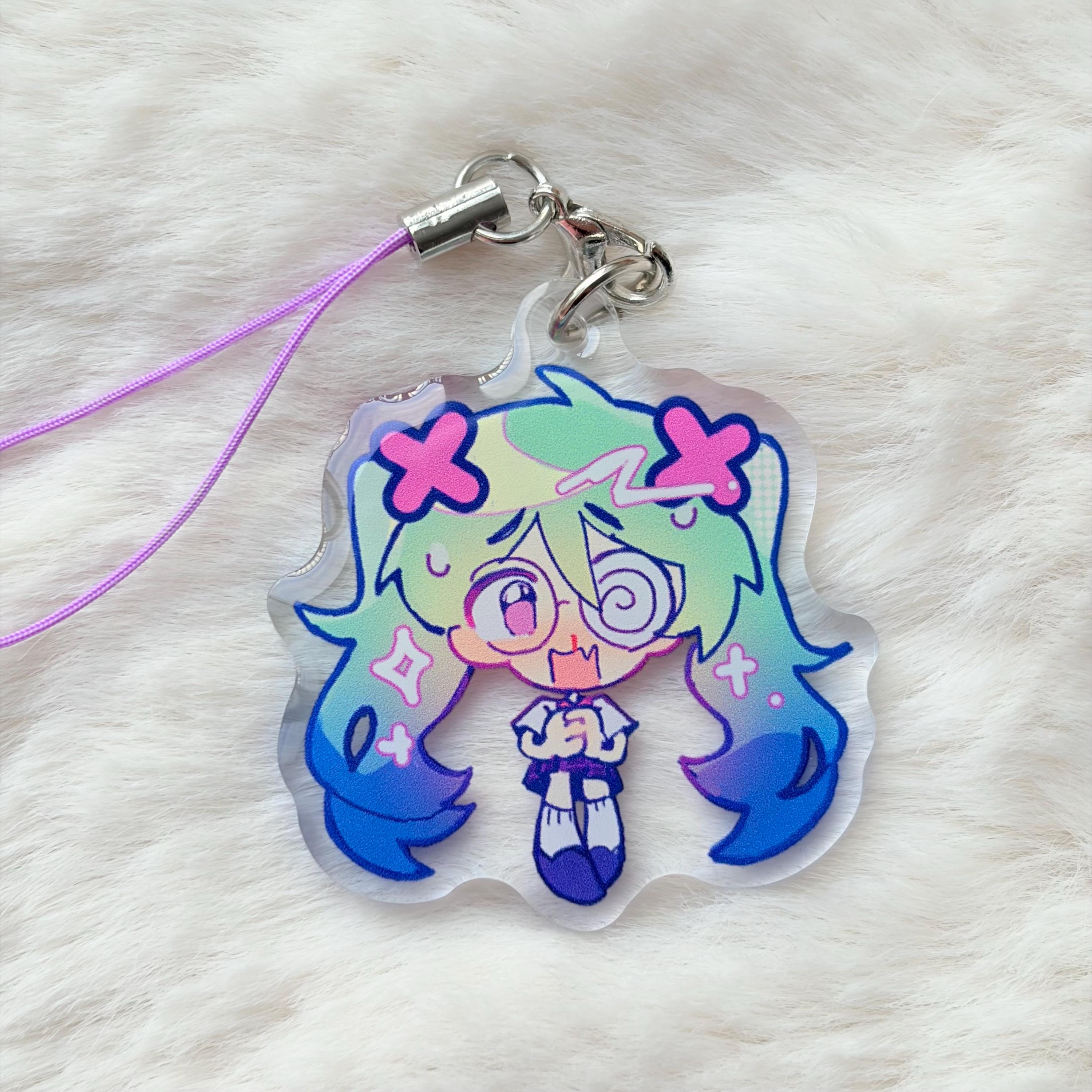 Hatsune Miku Vocaloid Acrylic Phone Charm Chibi Keychains | Sakura ...