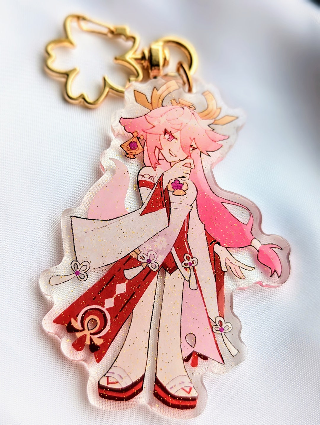 Yae Miko Genshin Impact Glitter Acrylic Charm Keychain - Etsy Canada