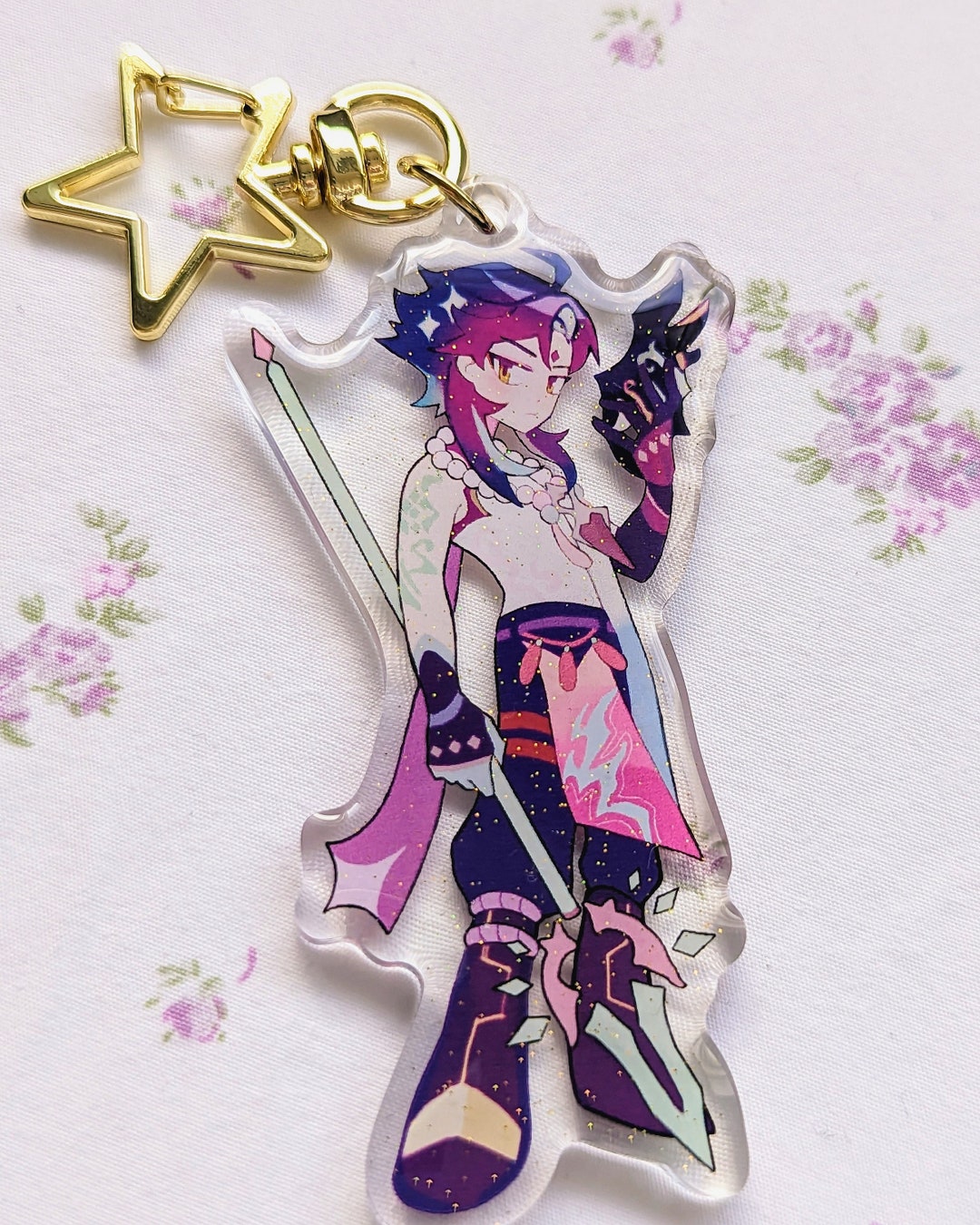 Xiao Genshin Impact Glitter Epoxy Acrylic Charm Keychain - Etsy