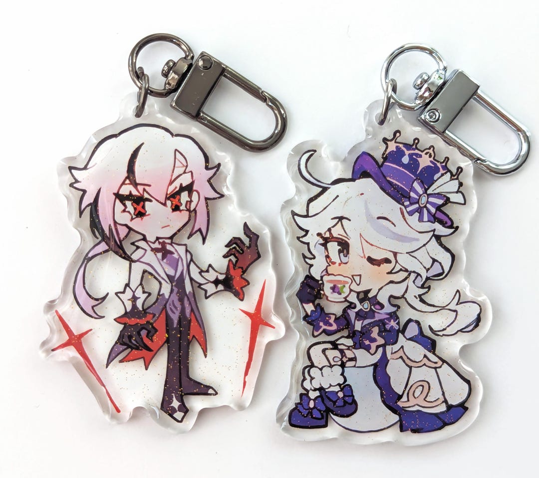 Arlecchino Furina Arlefuri Genshin Impact Epoxy 2.5" Cute Chibi Acrylic ...