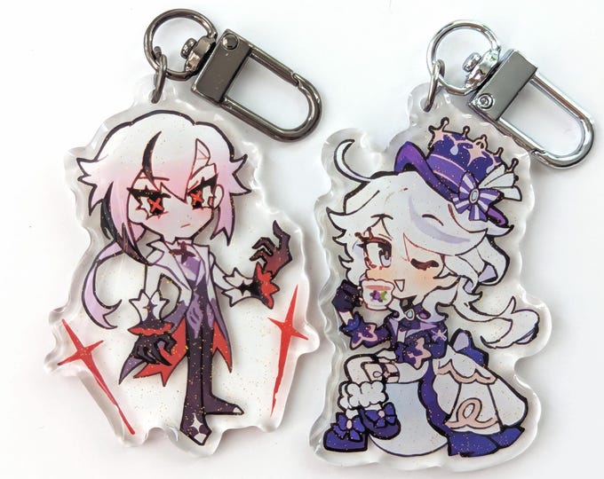 Arlecchino Furina Arlefuri Genshin Impact Epoxy 2.5" Cute Chibi Acrylic ...