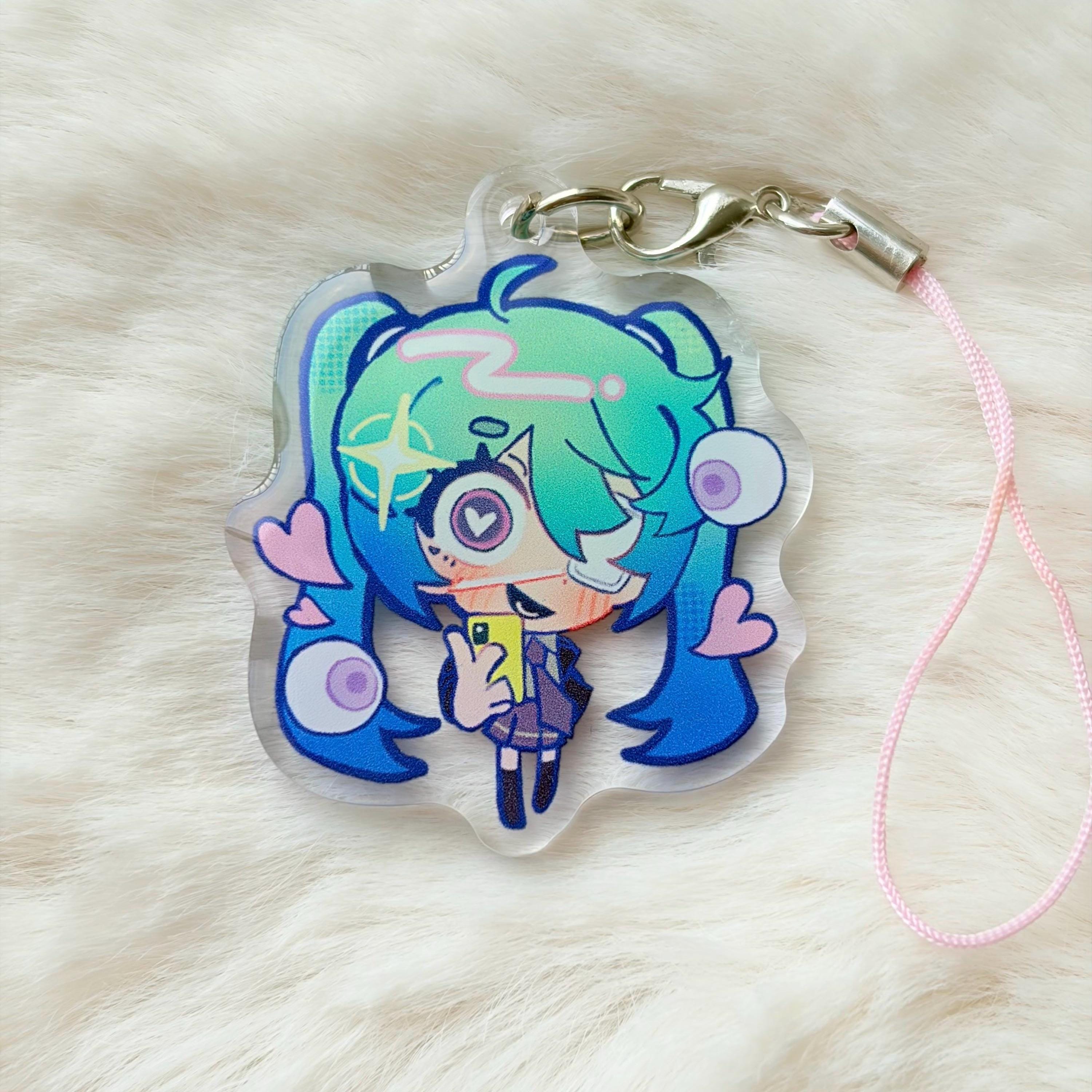 Hatsune Miku Vocaloid Acrylic Phone Charm Chibi Keychains | Sakura ...