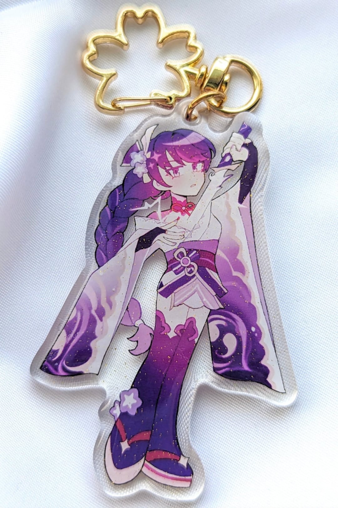 Raiden Shogun Ei Genshin Impact Glitter Acrylic Charm Keychain - Etsy