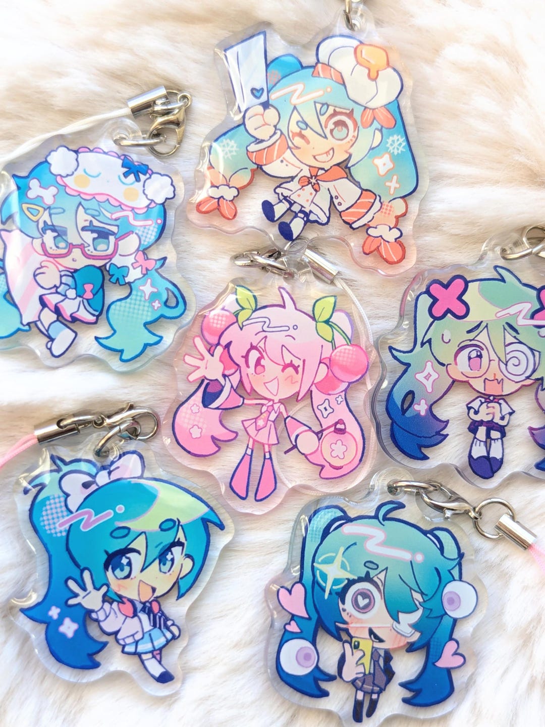 Hatsune Miku Vocaloid Acrylic Phone Charm Chibi Keychains | Sakura ...