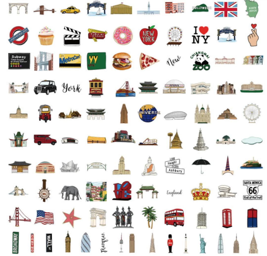 World Famous Building Stickers Aesthetic Travel Landmark - Etsy