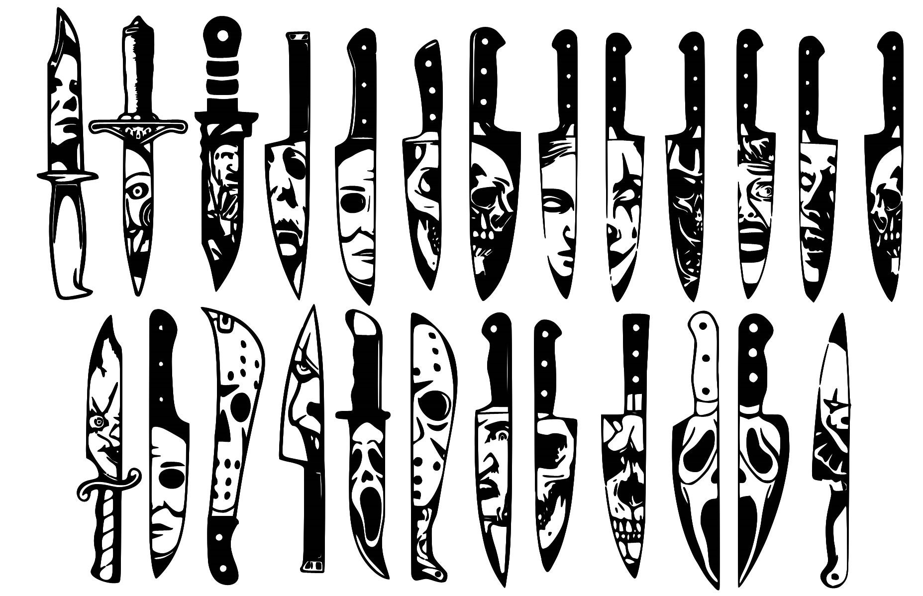 Horror Movie Knives Knife DXF SVG Png Jpeg Scream Ghost Face IT ...