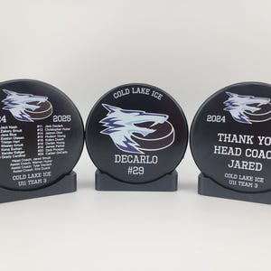 Custom Color Hockey Puck, Year End Player Coach Gift, Team Logo Sport ...