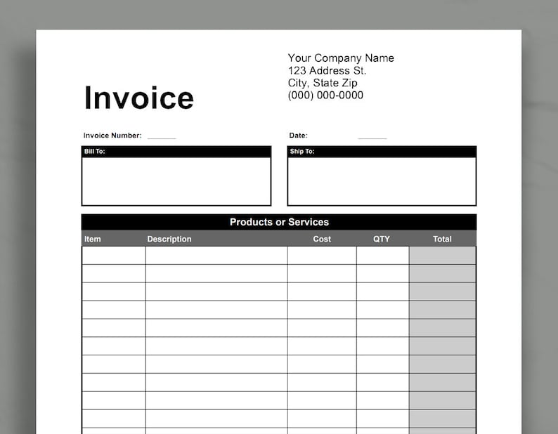 Invoice Template PDF Editable Fields. Reusable. Works in MS Word ...