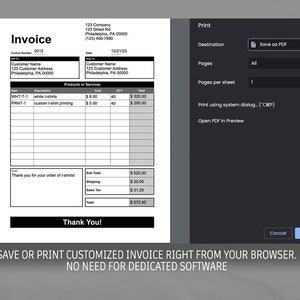 Invoice Template PDF Editable Fields. Reusable. Works in MS Word, Google Docs, Web Browsers ...