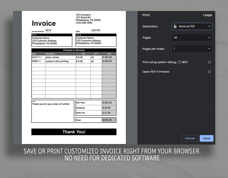 Invoice Template PDF Editable Fields. Reusable. Works in MS Word ...