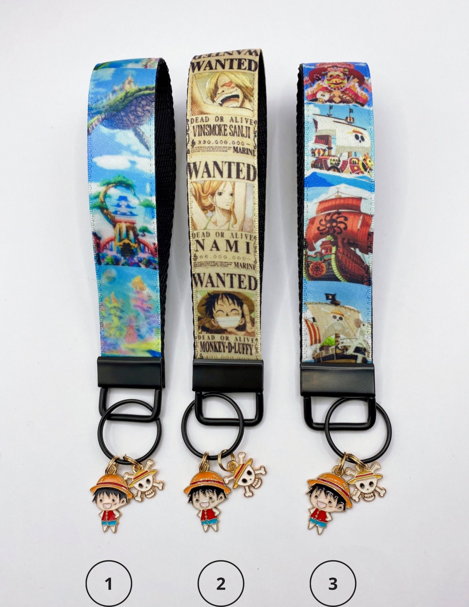 Heat Pressed & Custom Fabrication One Piece Inspired Keychain Wristlets ...