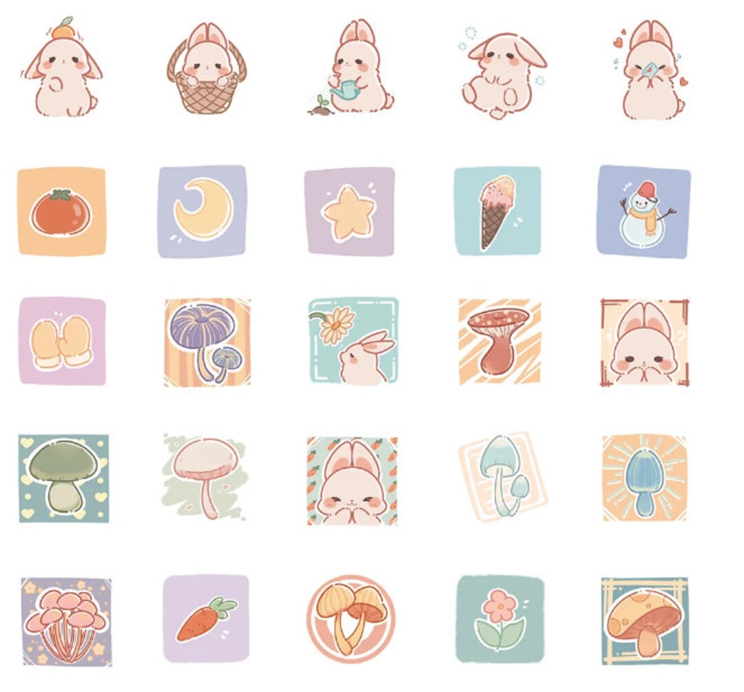 Cute Jade Rabbit Bunny Girl Kawaii Cartoon Stickers DIY - Etsy