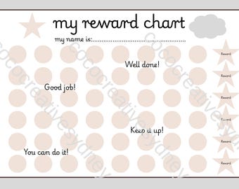 Printable Neutral Blue Minimalist Kids Reward Chart Printable Rainbow ...