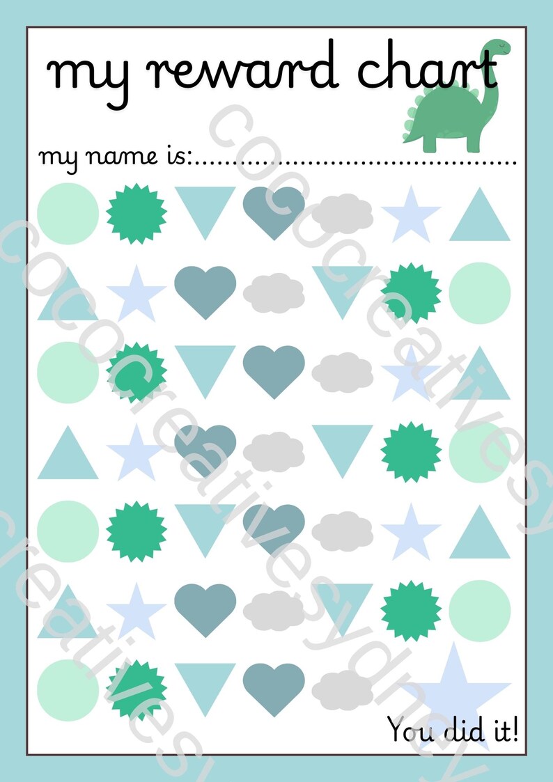 Printable Neutral Blue Minimalist Kids Reward Chart Printable Rainbow ...
