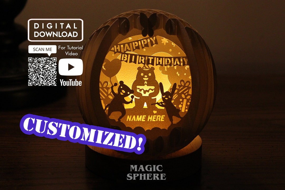 Personalised Happy Birthday Party Popup Sphere Papercraft Template ...