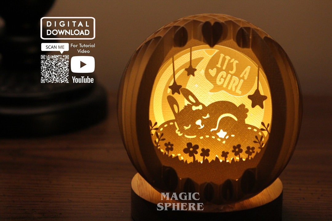 It's A Girl Popup Sphere Papercraft Template, Popup Card Template ...
