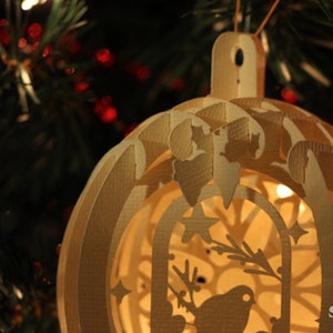 3D Bird Snow Globe Ornament Papercraft Template, Xmas Ornament SVG ...