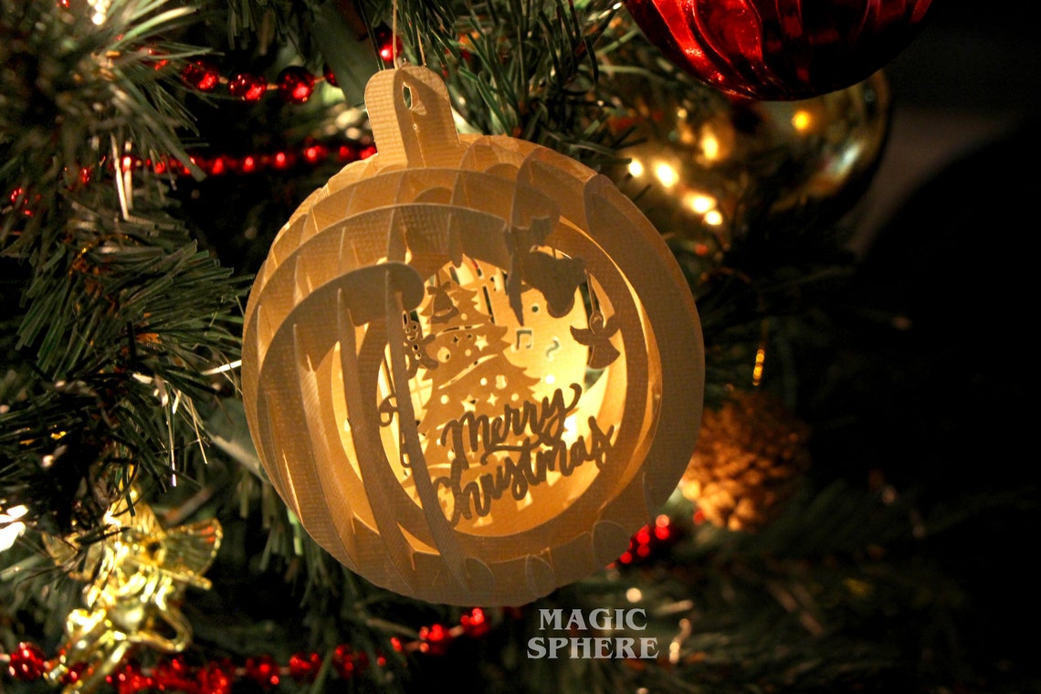3D Christmas Tree Ornament Papercraft Template, Xmas Ornament SVG ...