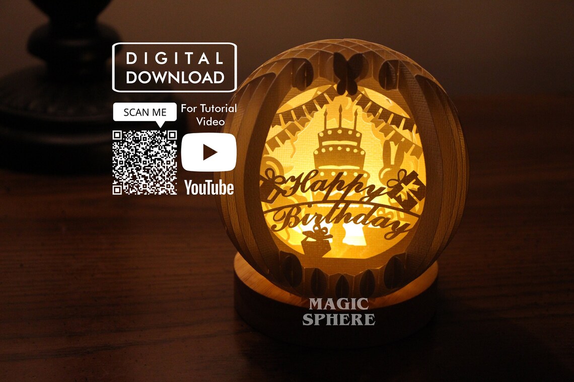 3D Birthday Popup Sphere Papercraft Template Papercut SVG - Etsy Australia