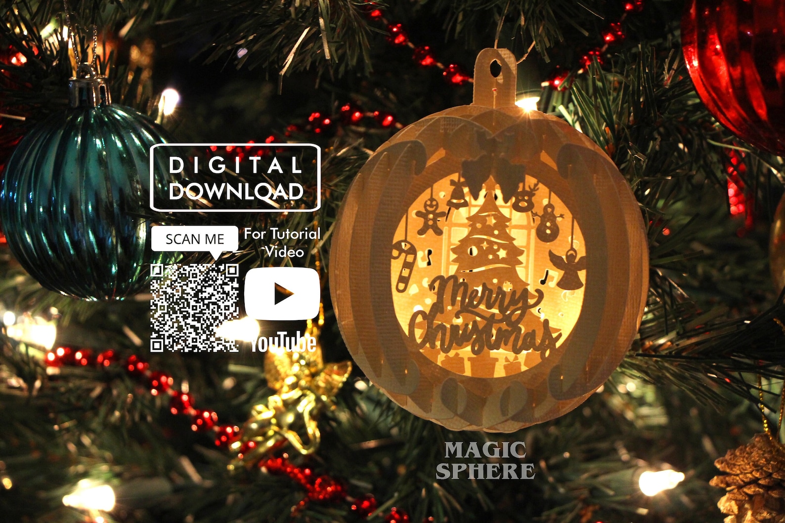 3D Christmas Tree Ornament Papercraft Template, Xmas Ornament SVG ...