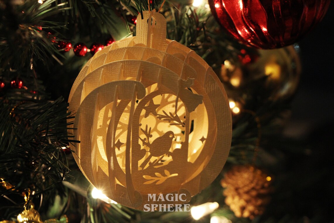 3D Bird Snow Globe Ornament Papercraft Template Xmas Ornament - Etsy