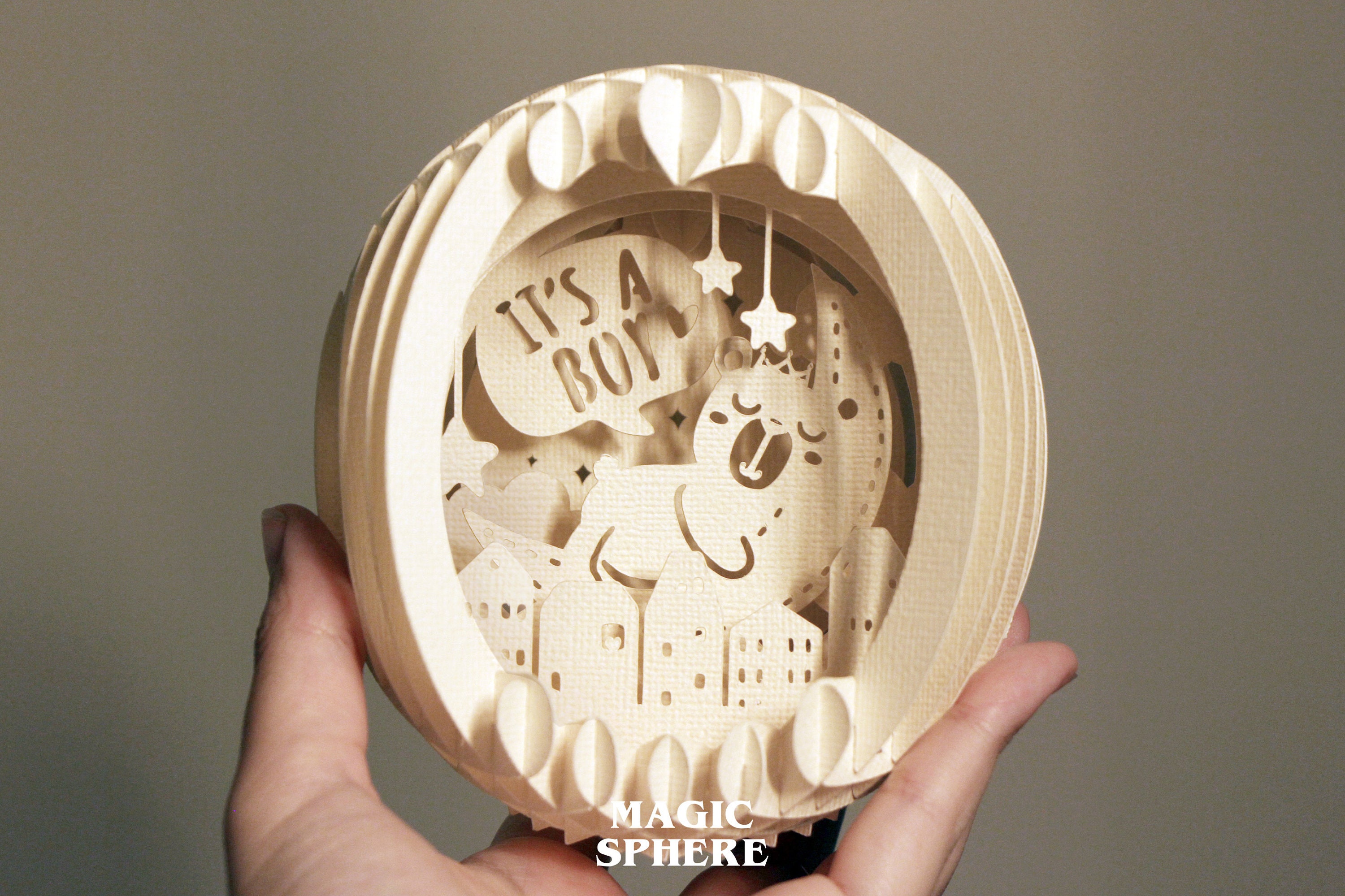 It's A Boy Popup Sphere Papercraft Template Popup Card - Etsy Canada