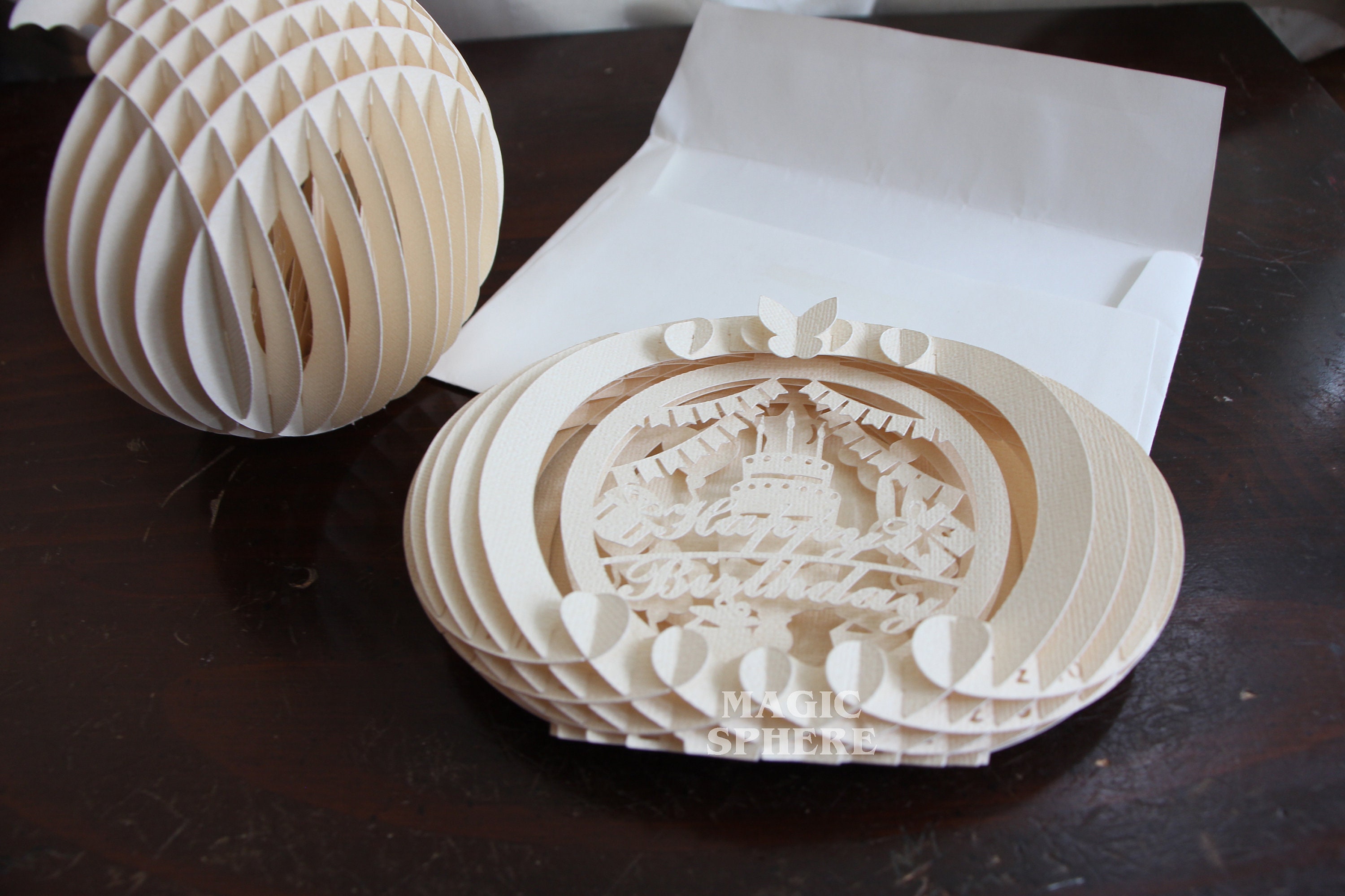 3D Birthday Popup Sphere Papercraft Template Papercut SVG - Etsy Australia