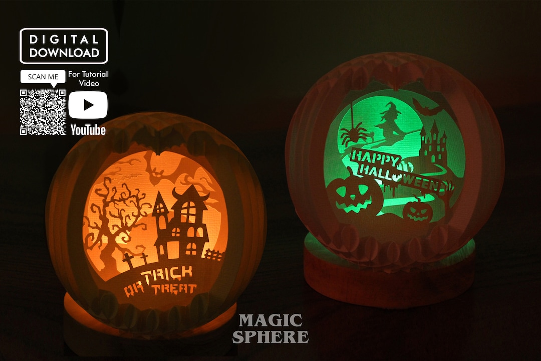 SVG Halloween Popup Sphere Template Bundle , 3D Papercraft, Popup Card ...