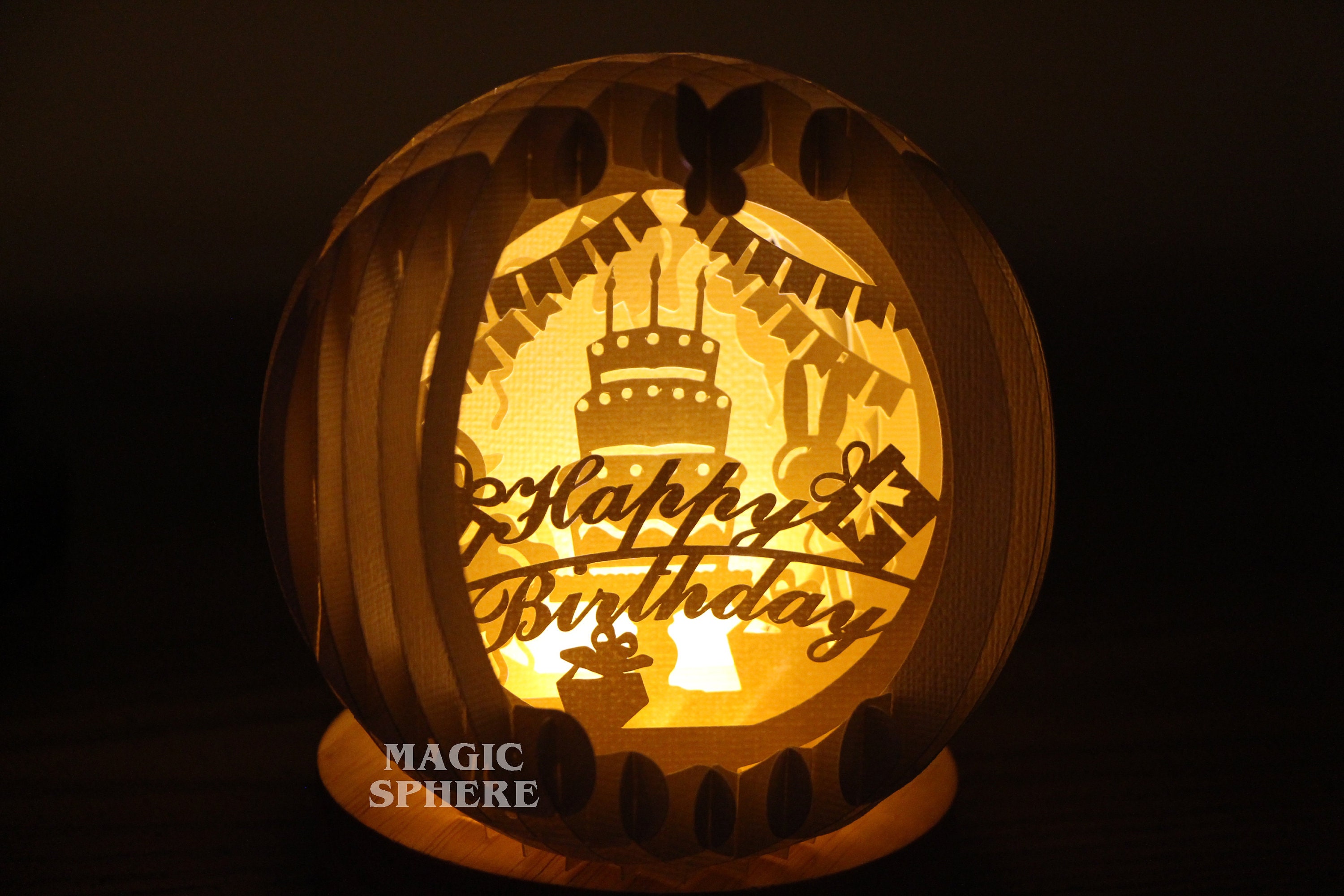 3D Birthday Popup Sphere Papercraft Template Papercut SVG - Etsy Australia