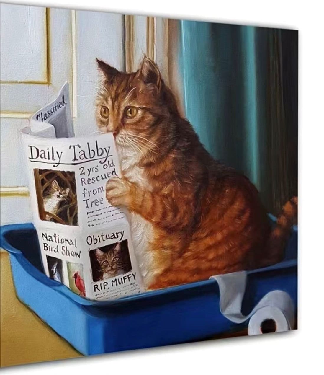 Cat Reading Newspaper