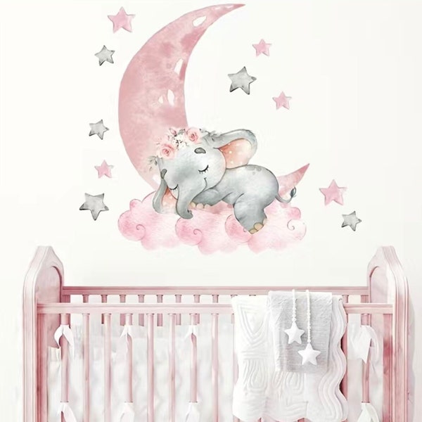 Pink Elephant Wall Decal - Etsy