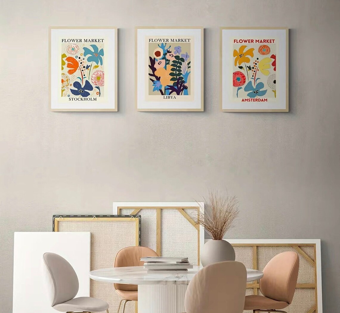 Physical Prints Set of 3 Unframed Canvas Wall Decor for Bedroom or ...