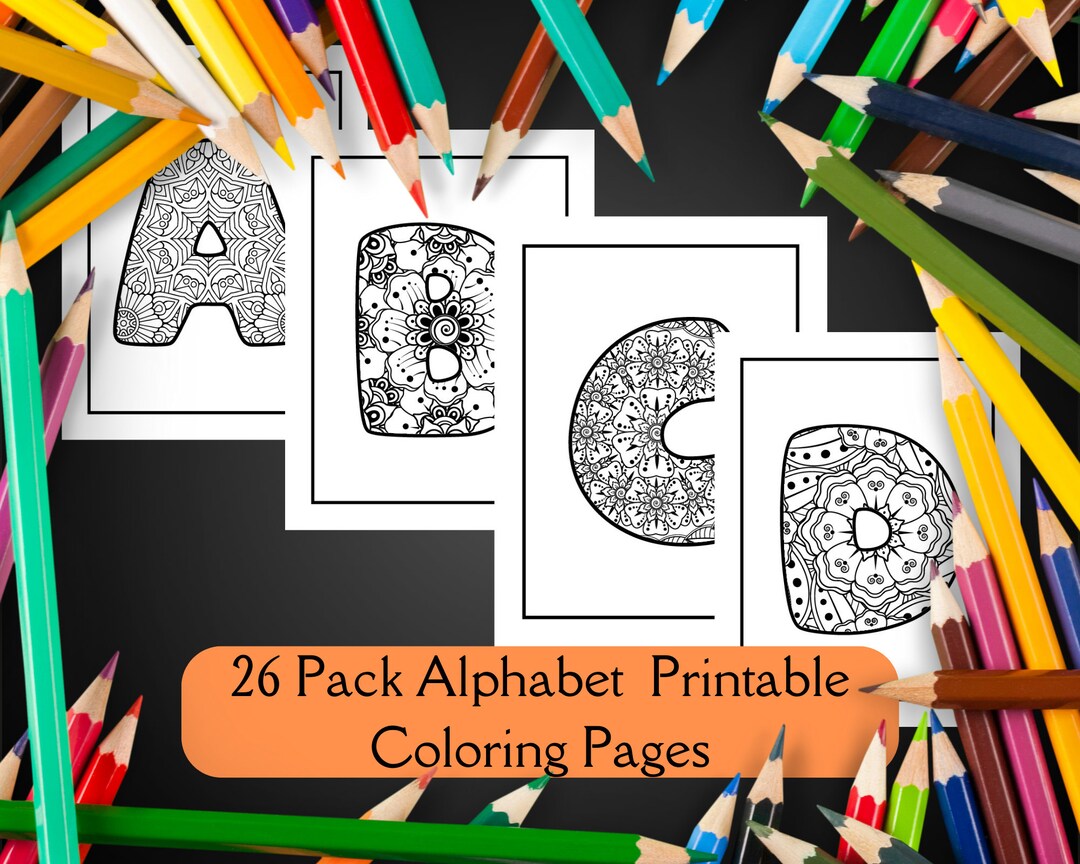 Printable Alphabet Color Pages | 26 Uppercase Letter | Digital Download ...