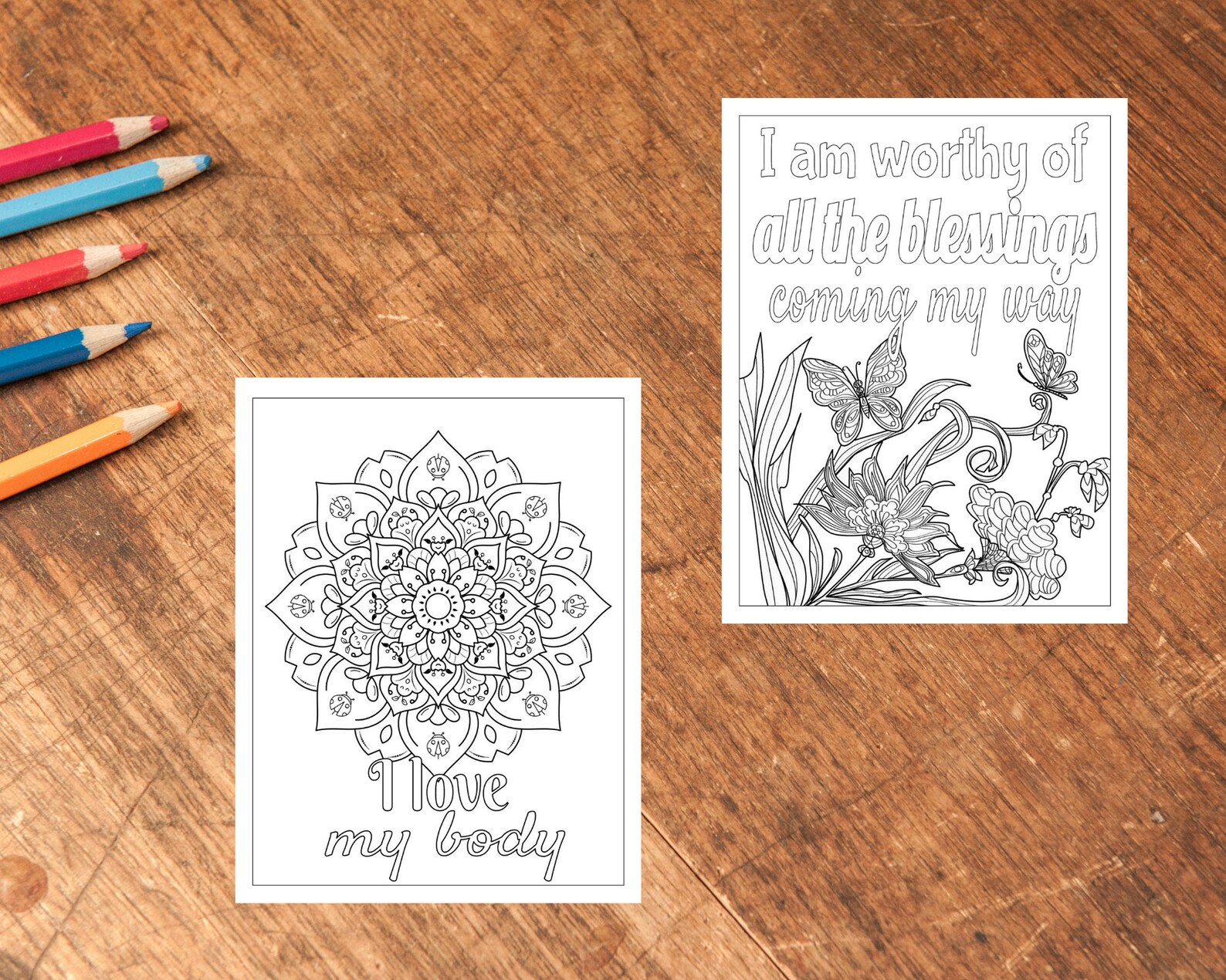 Mandala Floral Affirmations Printable Coloring Pages | Digital Download ...