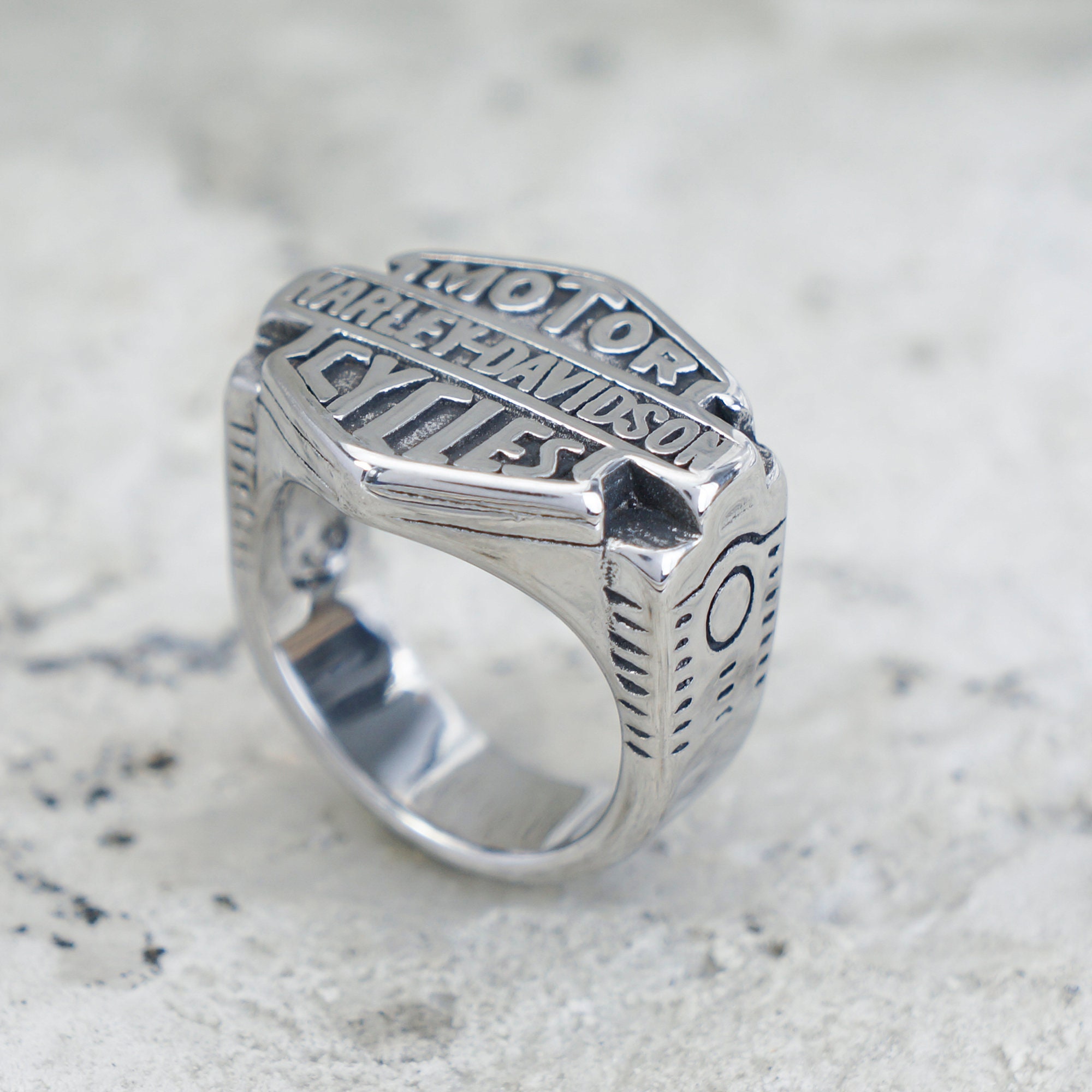 Harley Davidson Ring Silvermotorcycle Signet Ringbiker - Etsy