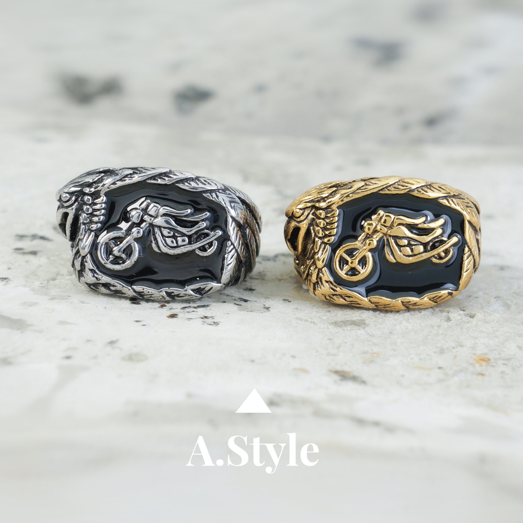 Harley Motorcycle Rings Jewelry, Rough Eagle Motorcycle Rings, Vintage ...