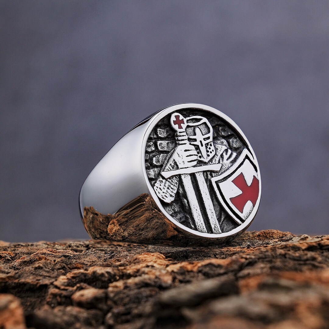 Knights Templar Cross Ring,titanium Steel Masonic Ring,french Crusader ...