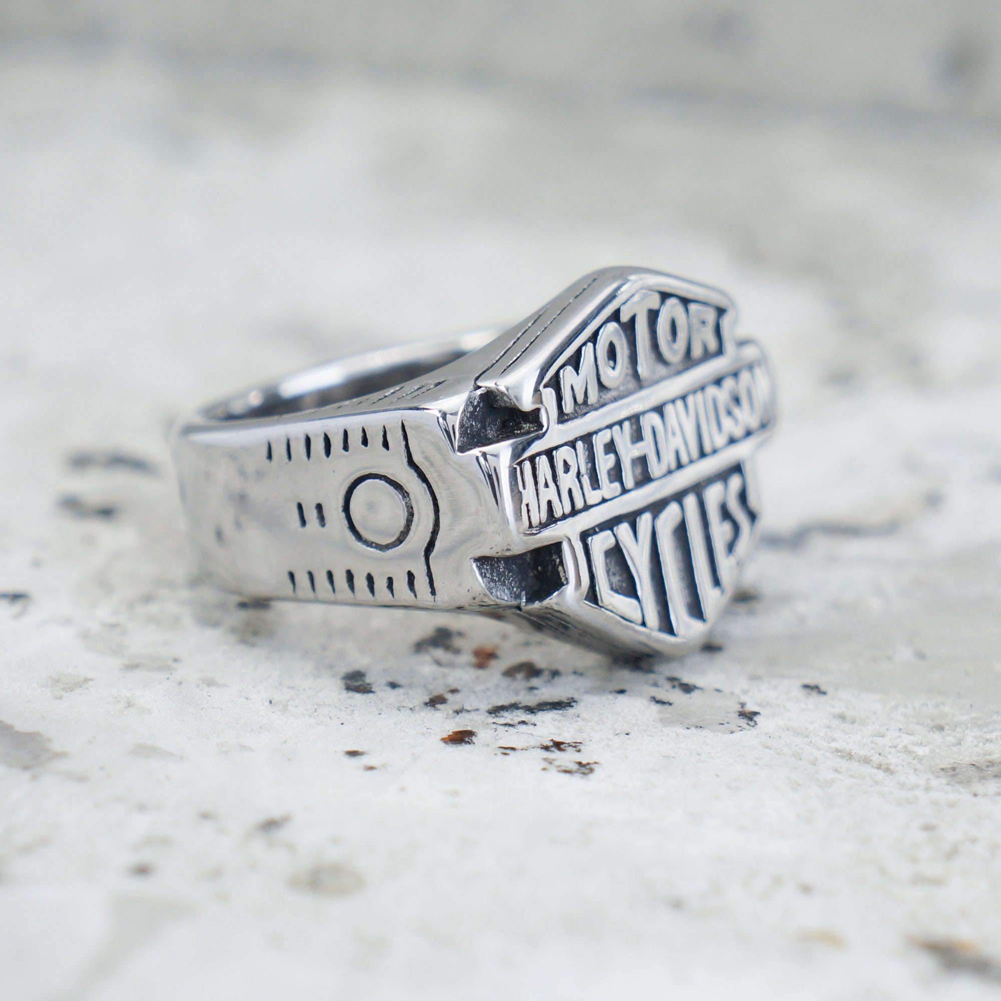 Harley Davidson Ring Silvermotorcycle Signet Ringbiker - Etsy