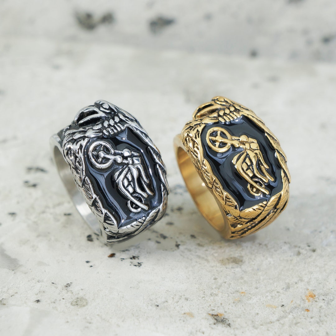 Harley Motorcycle Rings Jewelry, Rough Eagle Motorcycle Rings, Vintage ...