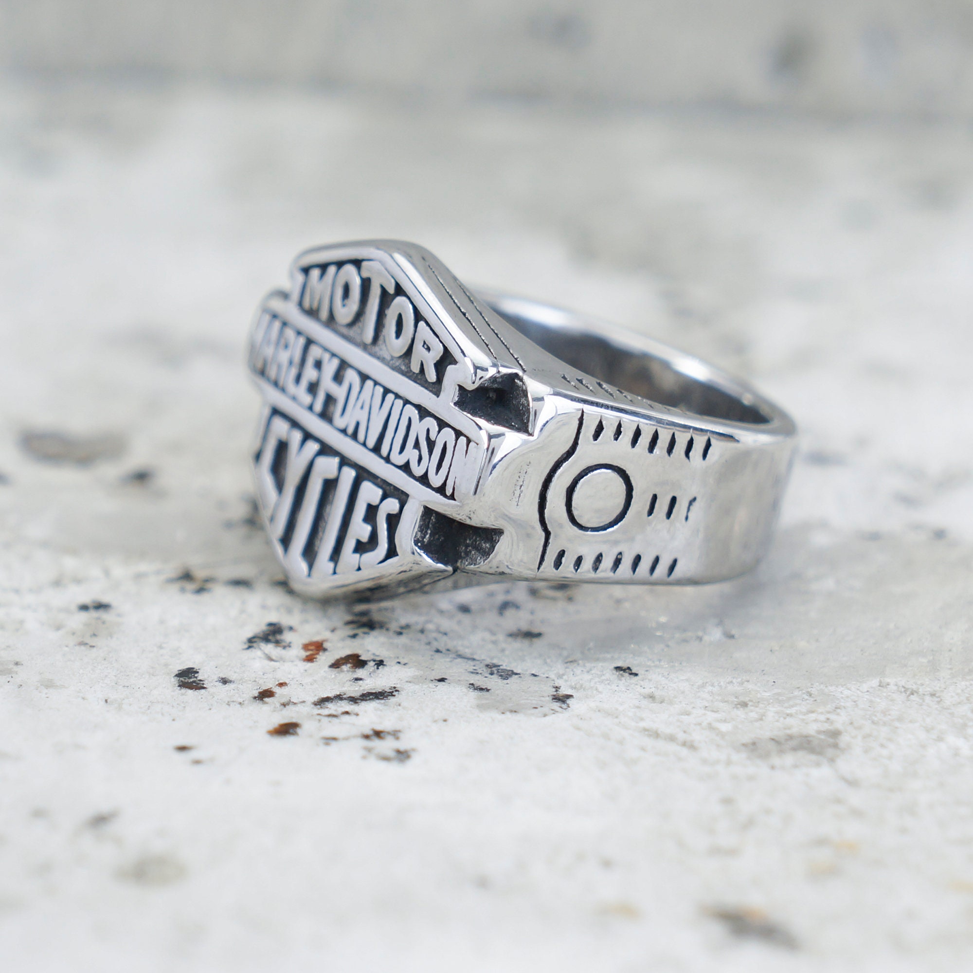 Harley Davidson Ring Silvermotorcycle Signet Ringbiker - Etsy