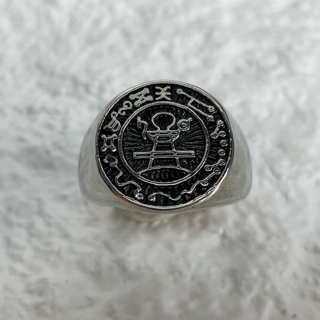 Vintage Solomon King Seal Ring, the Mysterious Solomon Magic Character ...